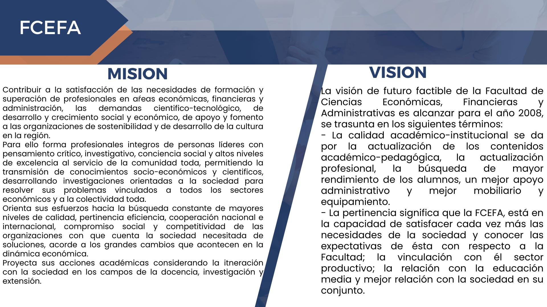 FCEFA - Misión y Visión